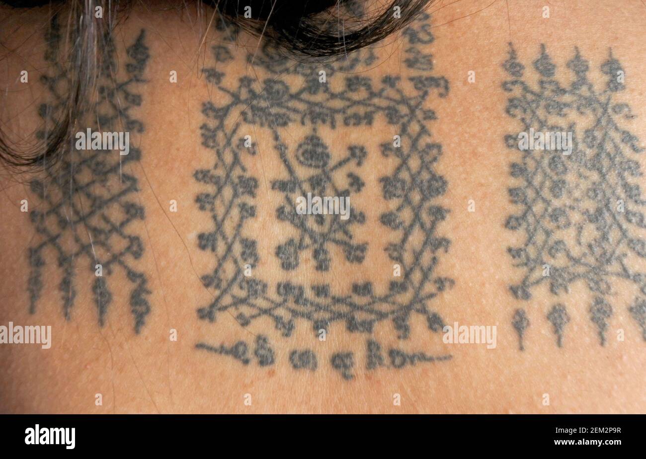 A close up of a tattoo at the inaugural Koh Chang Tattoo Festival on ...