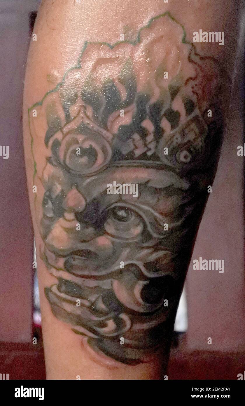 A close up of a tattoo at the inaugural Koh Chang Tattoo Festival on ...