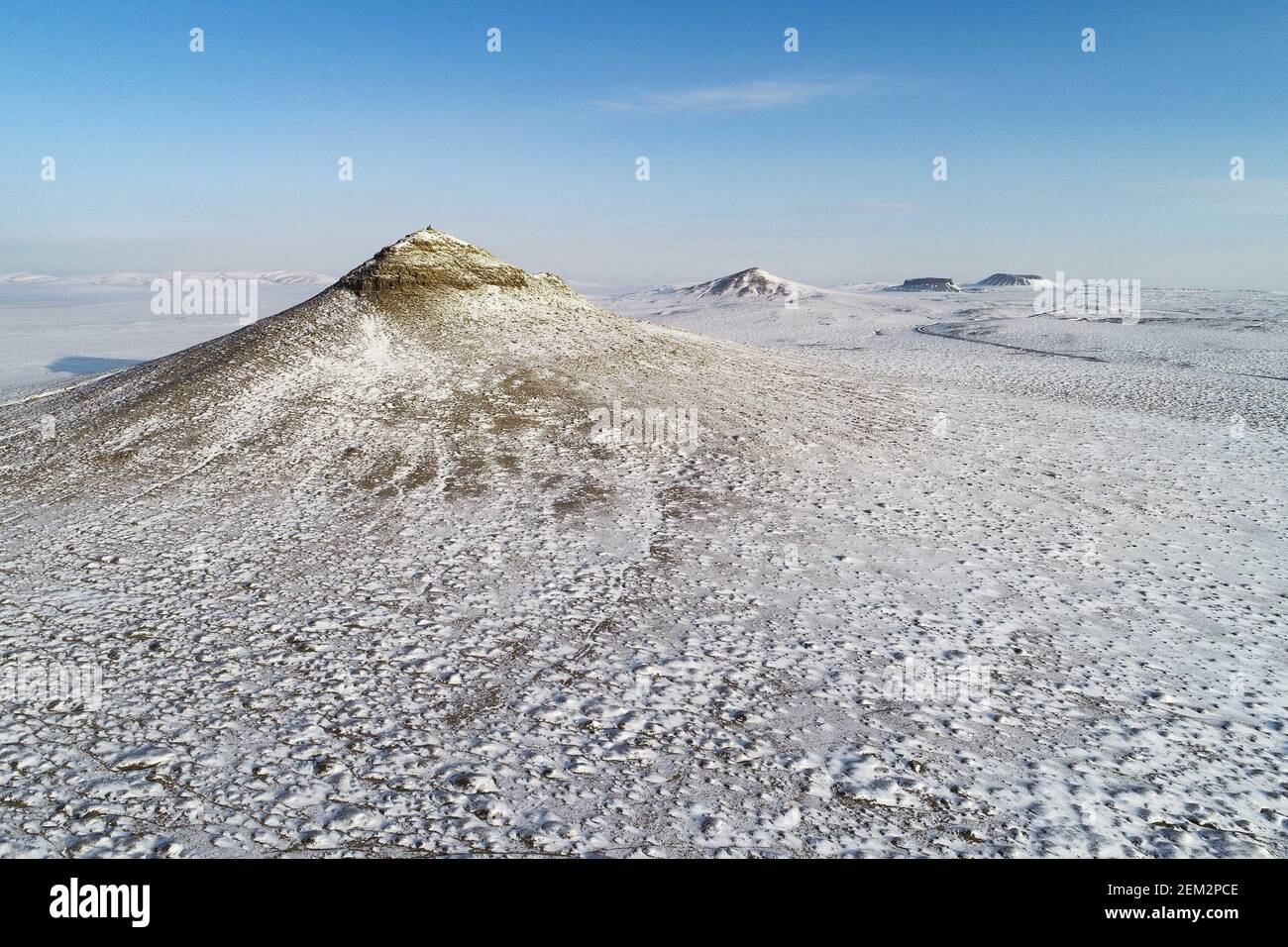 The fascinating scenery of Chahar Volcano Group covered in snow, which ...