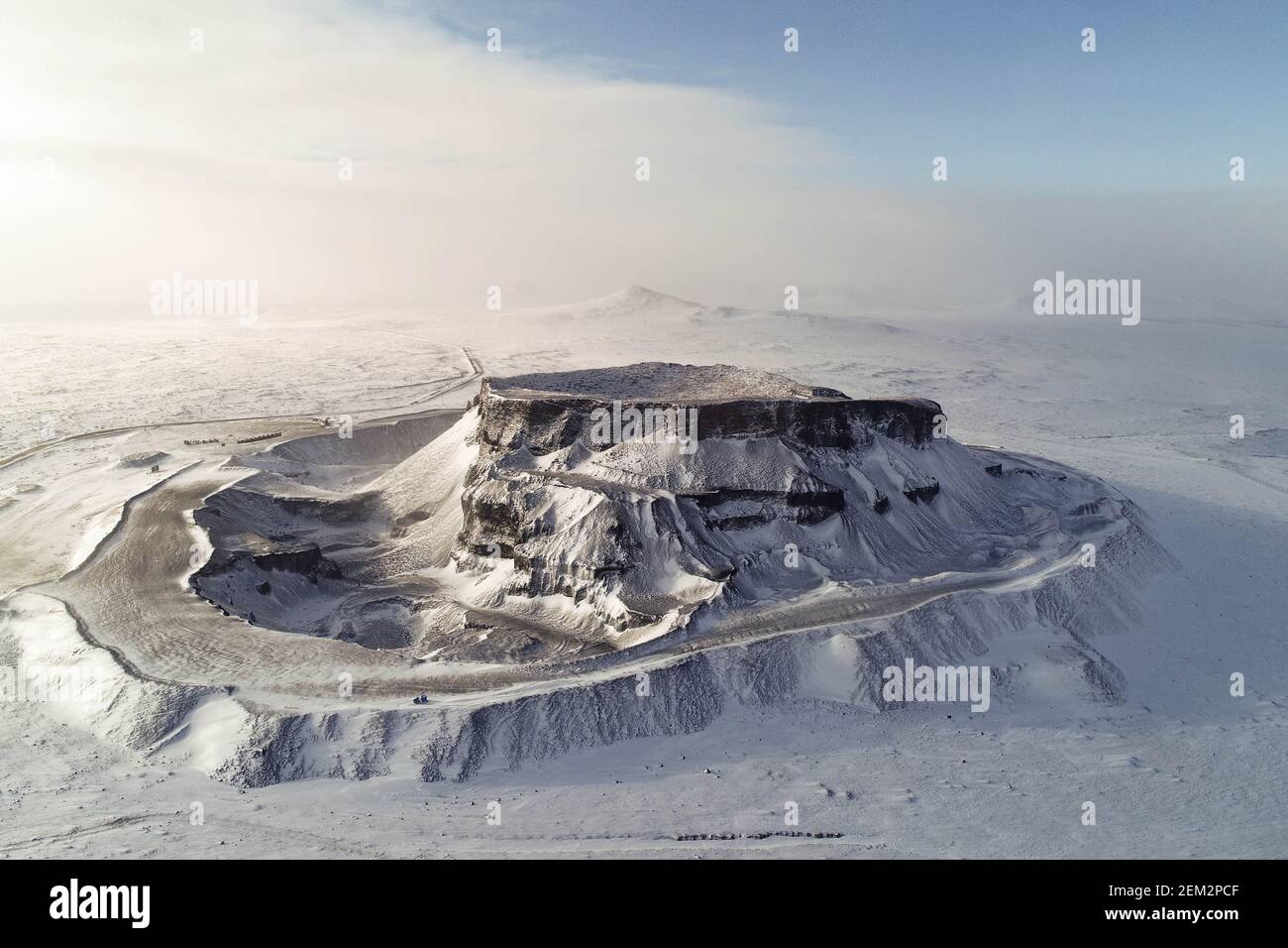 The fascinating scenery of Chahar Volcano Group covered in snow, which ...