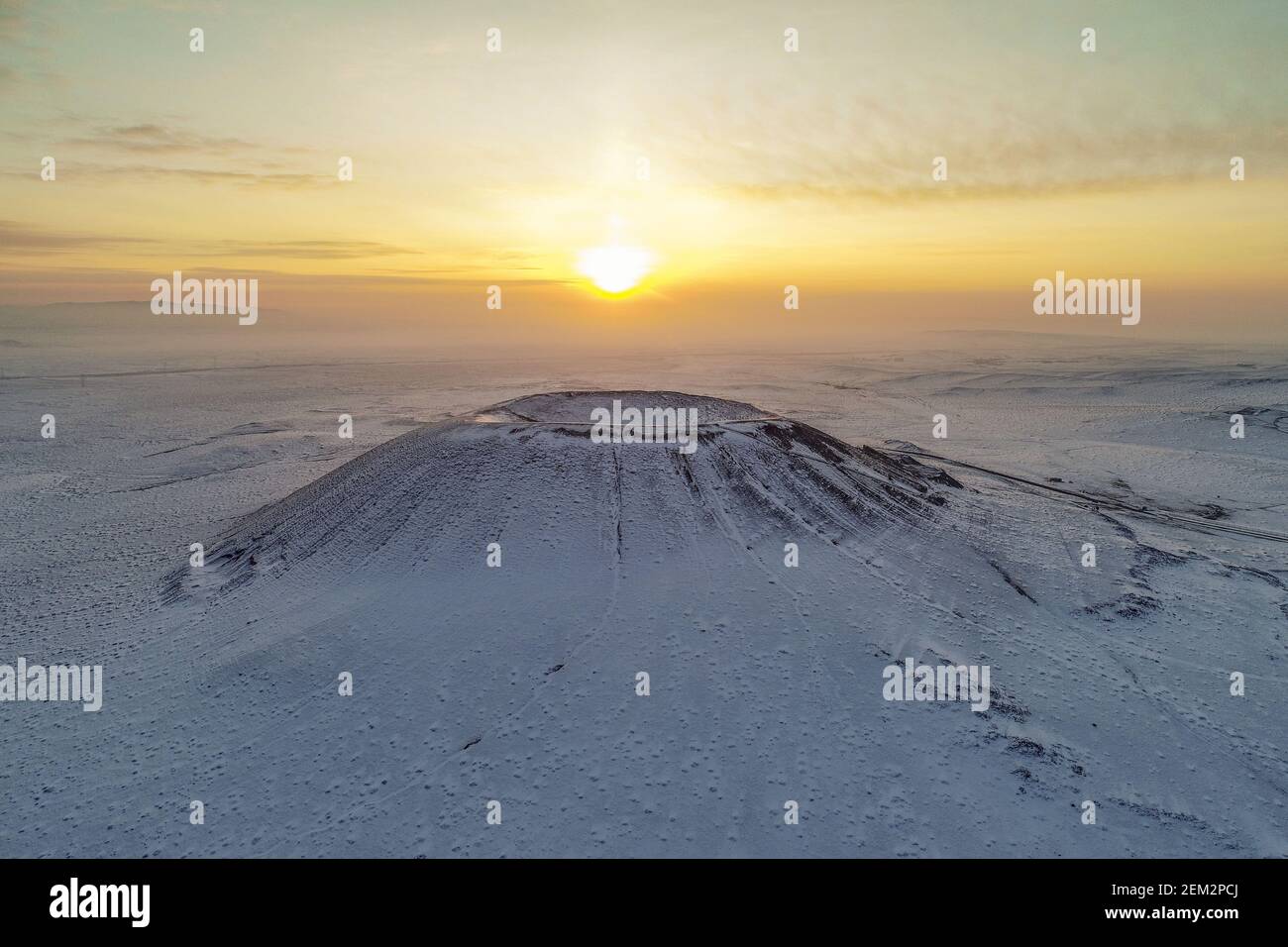 The fascinating scenery of Chahar Volcano Group covered in snow, which ...