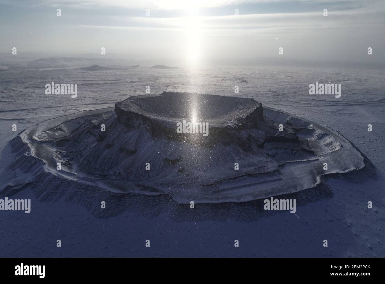 The fascinating scenery of Chahar Volcano Group covered in snow, which ...