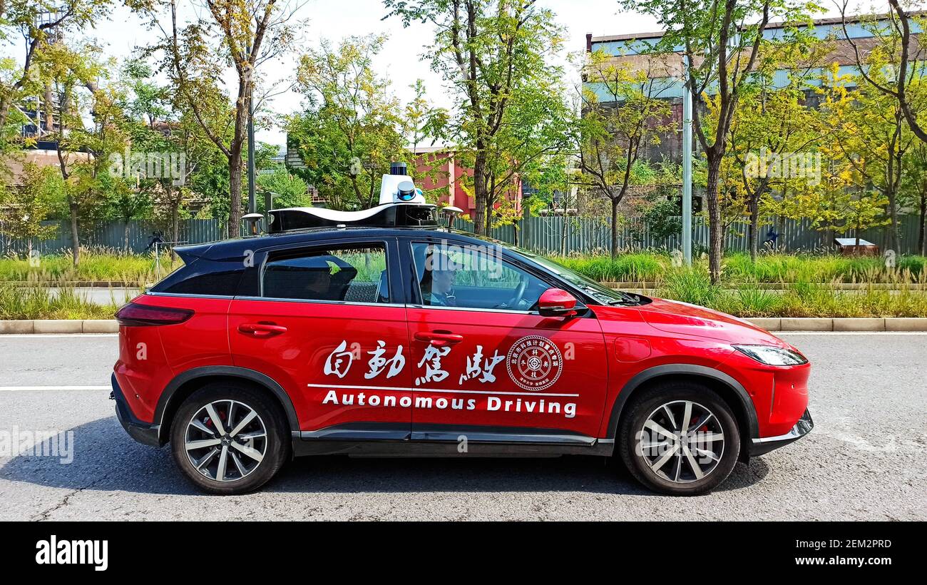 Baidu's Apollo self-driving car, which is highly recognizable and ...