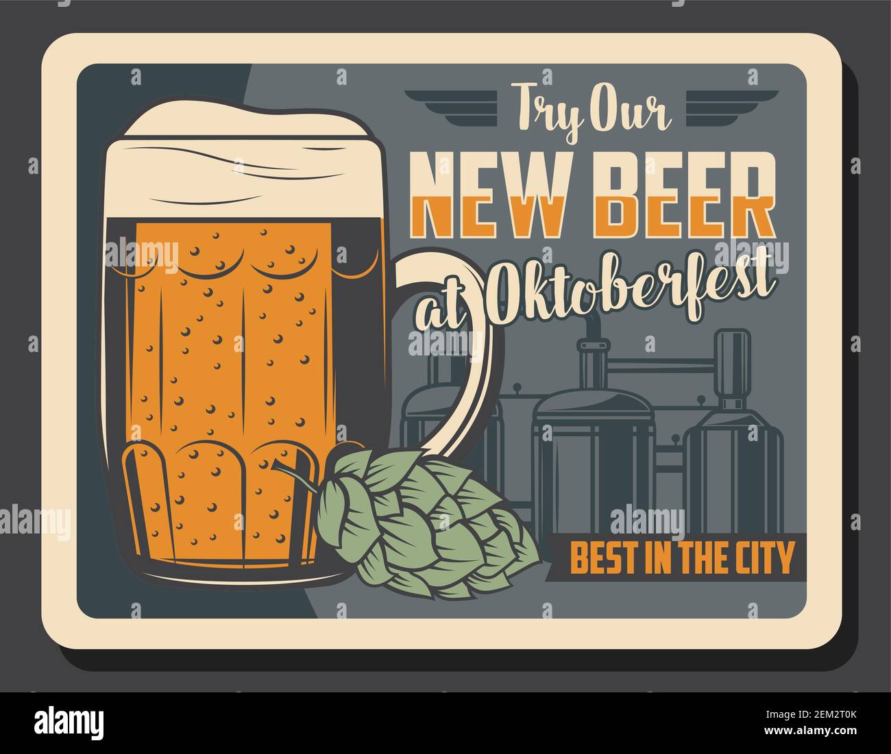 Oktoberfest beer bar retro vintage poster. Vector German traditional ...