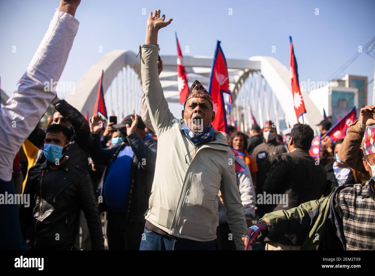 A Nepalese man shouts slogans during a pro-monarchy demonstration. Pro ...