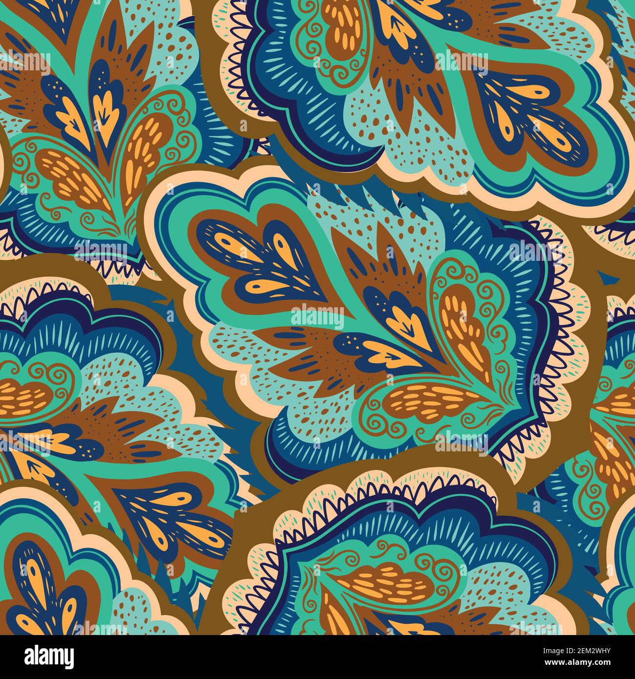 Abstract vintage ornamental psychedelic pattern with plant motifs Stock ...