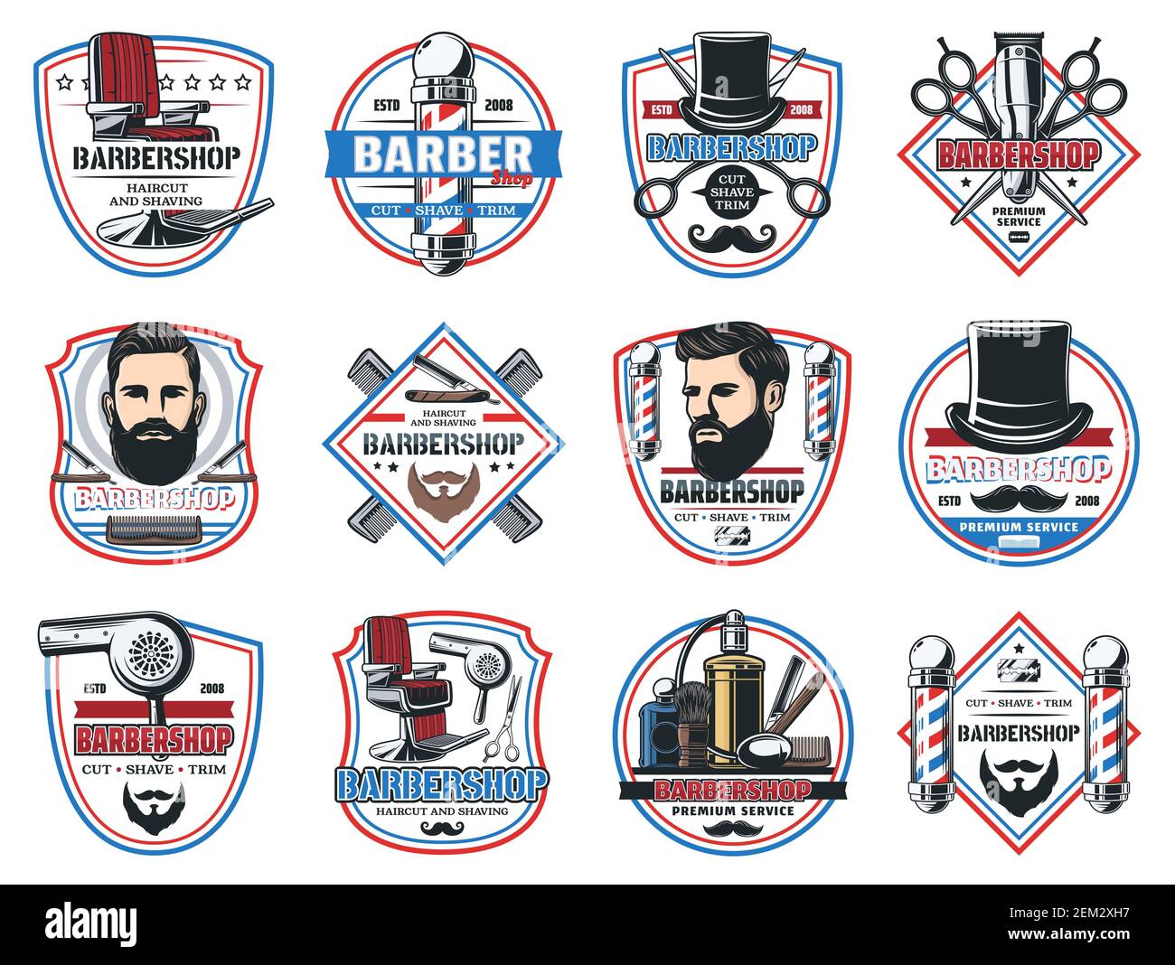 Barbershop salon, gentleman and hipster barber shop hairdresser premium ...