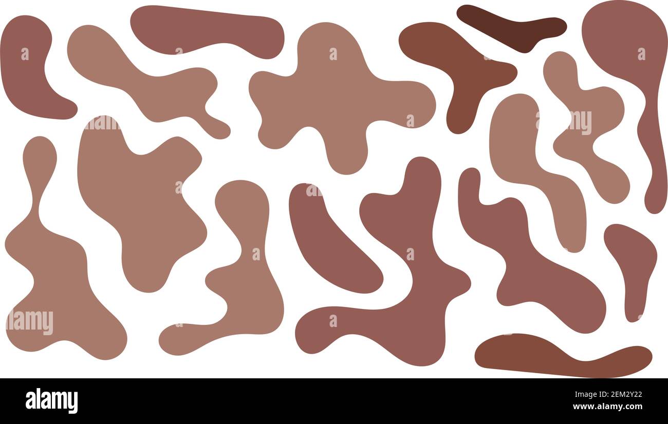 Irregular blob, set of abstract organic shapes. Brown ground irregular random blobs. Simple ...