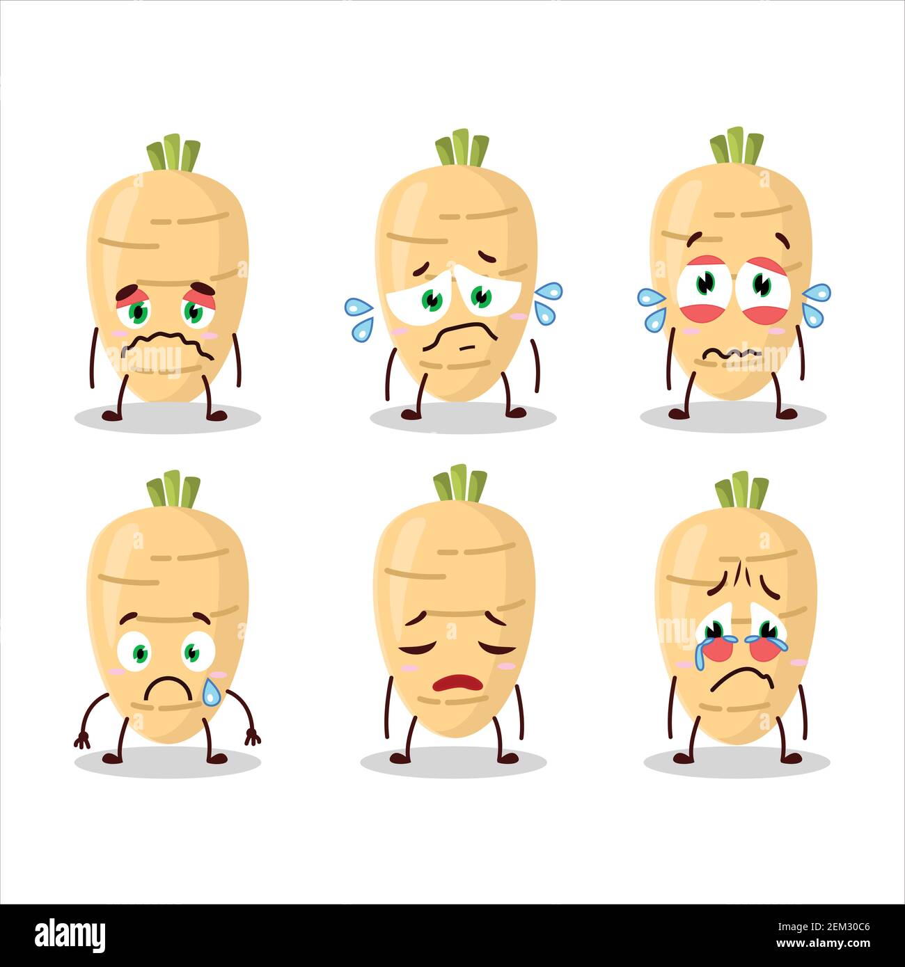Long radish cartoon character with sad expression. Vector illustration ...