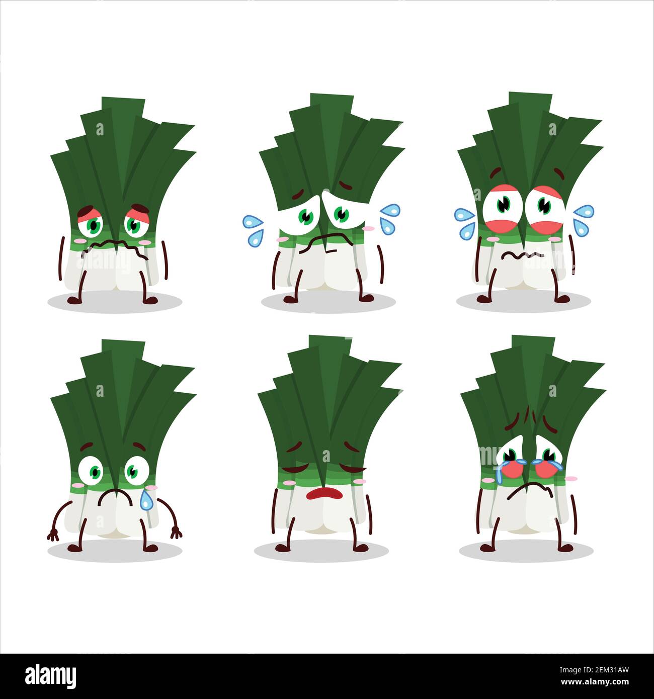 Leek cartoon in character with sad expression. Vector illustration ...