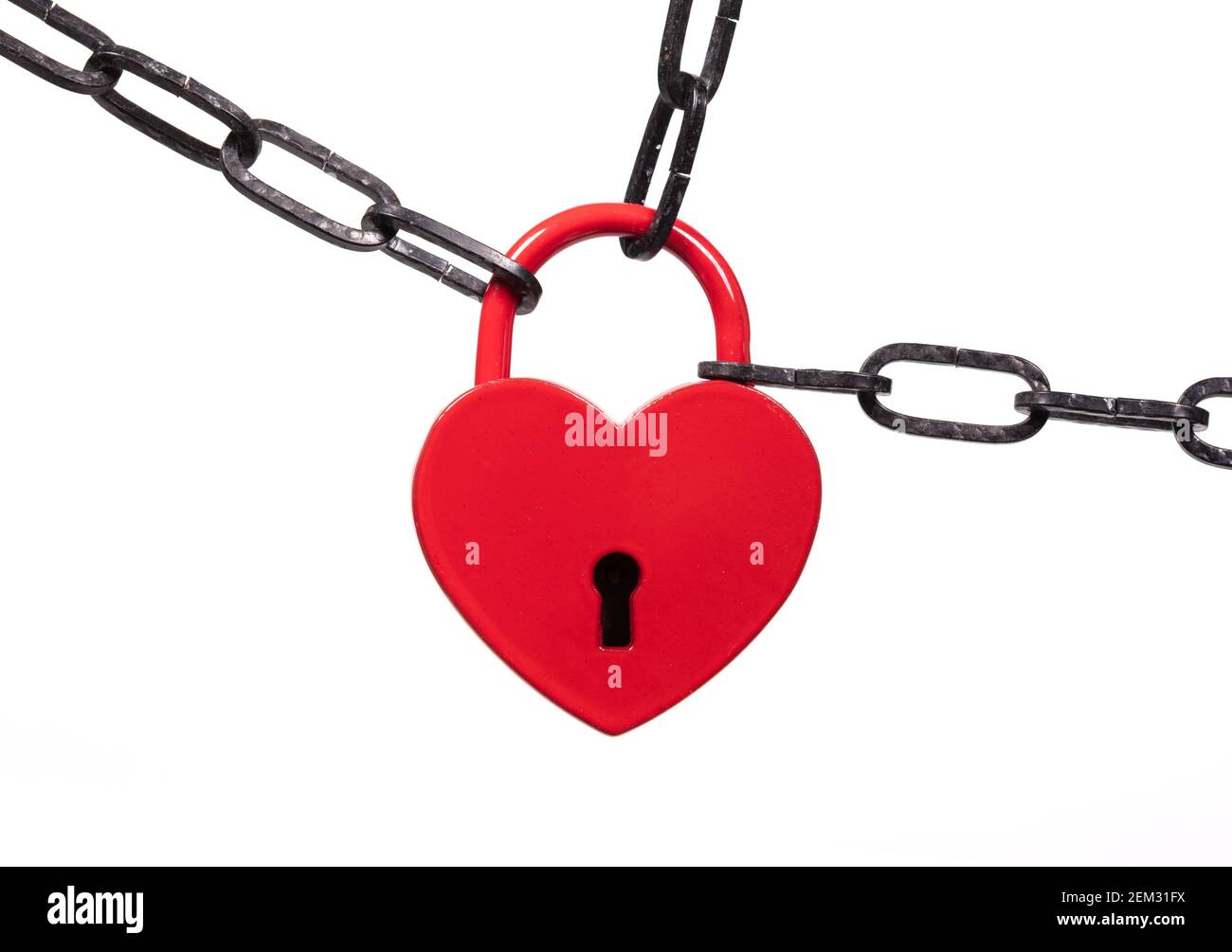 Lock of love - Red heart lock and chain Stock Photo - Alamy
