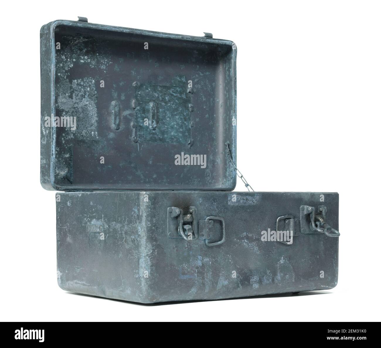 Old rusted green army case, isolated on white Stock Photo - Alamy