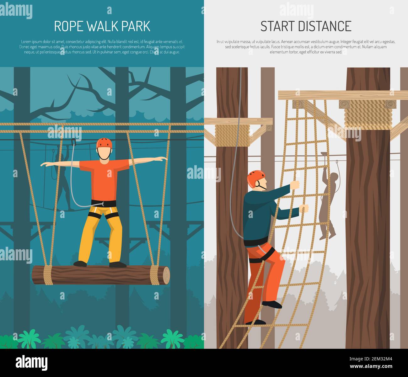 Rope walking park activities with hanging log balance and climbing ...