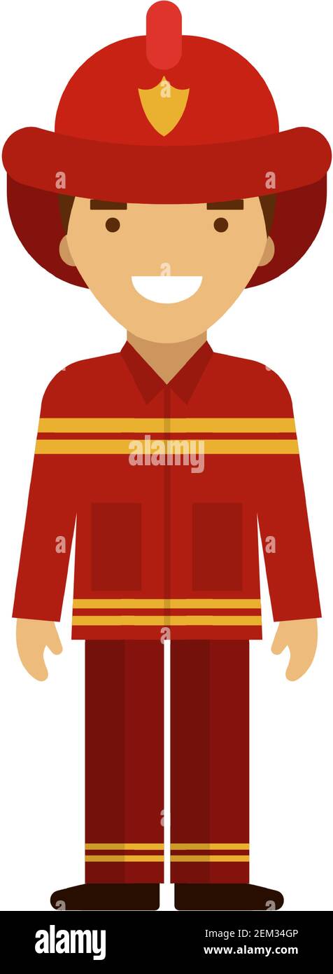 Fireman flat vector icon isolated on white background Stock Vector ...