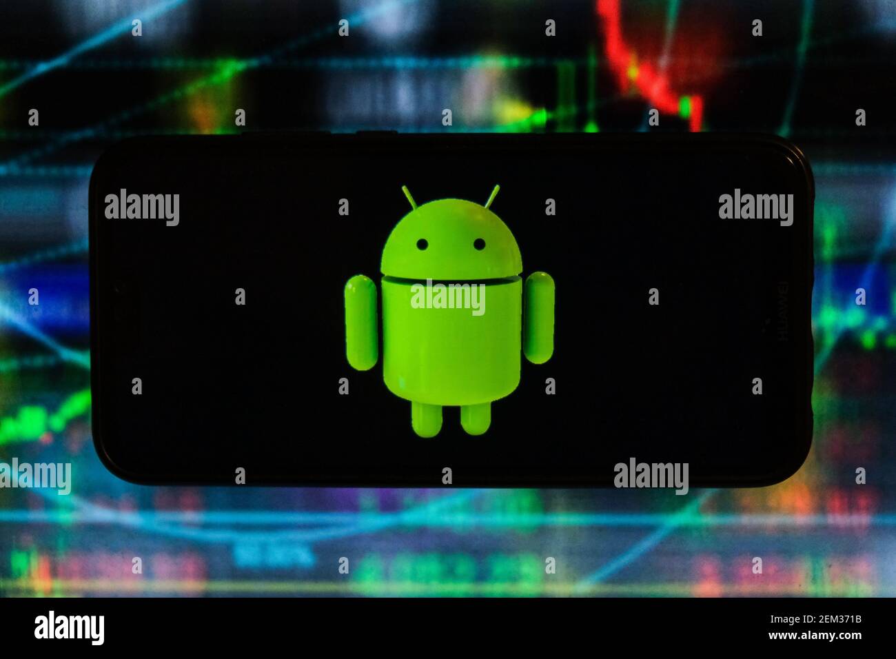 In this photo illustration an Android logo is displayed on a smartphone ...