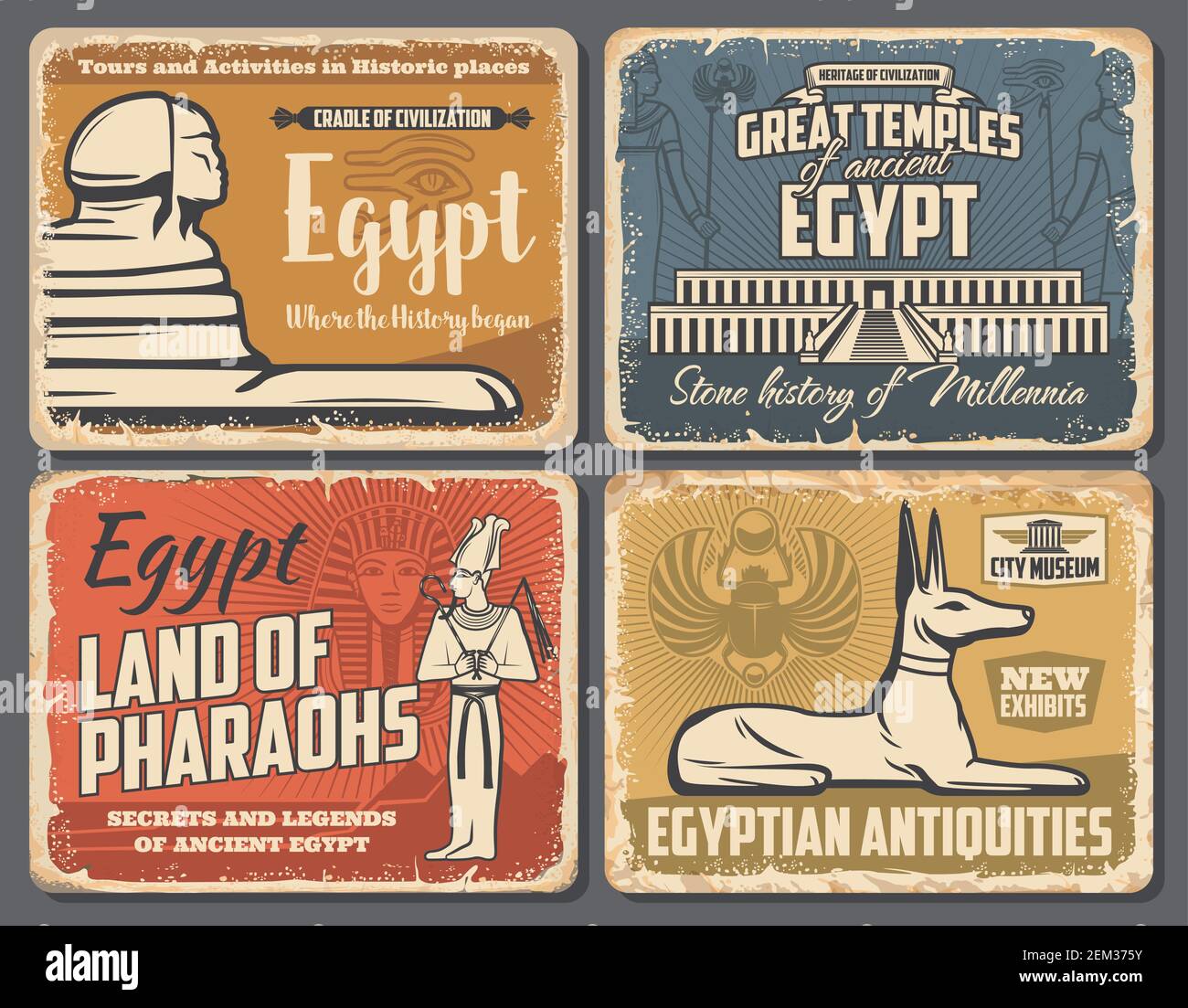 Ancient Egypt travel trips and Cairo landmarks tours retro vintage ...