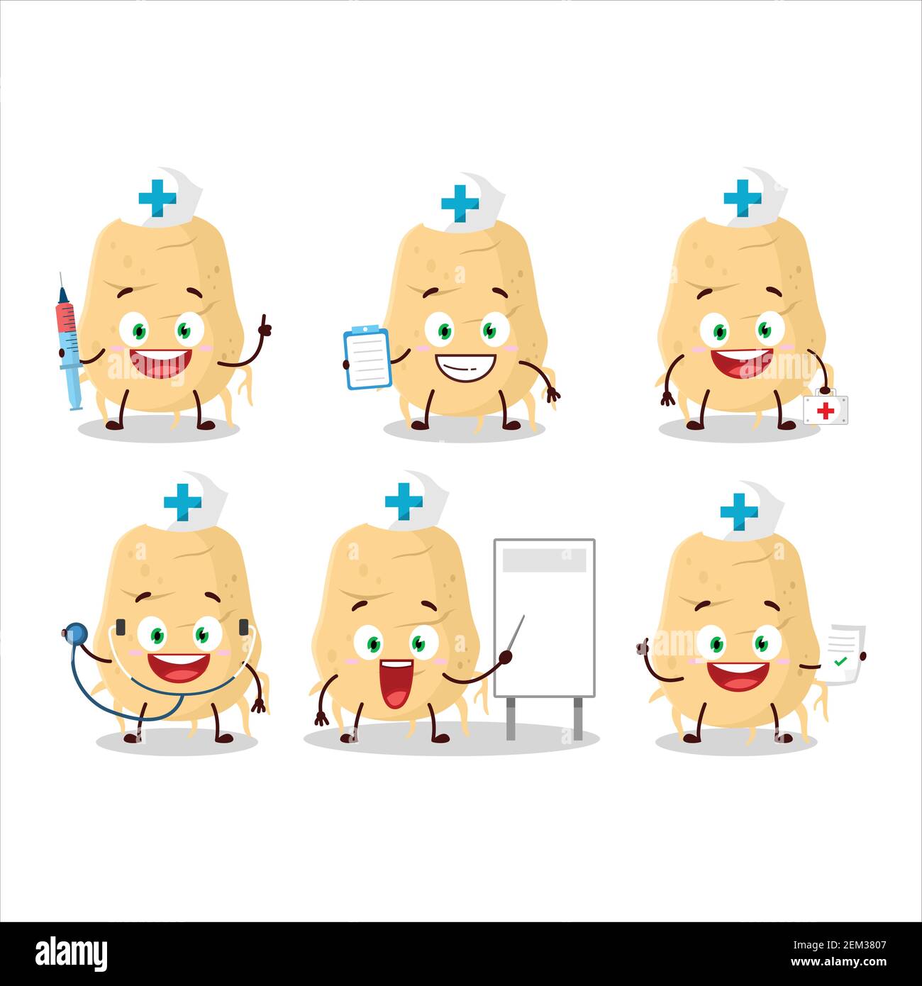 Doctor profession emoticon with turmeric cartoon character. Vector ...