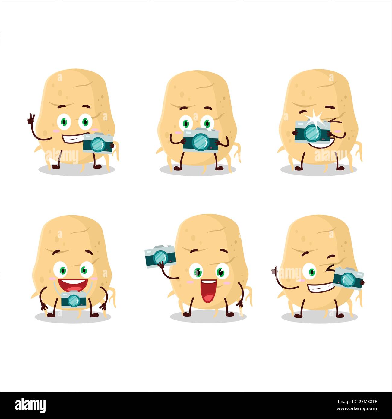 Photographer profession emoticon with turmeric cartoon character ...