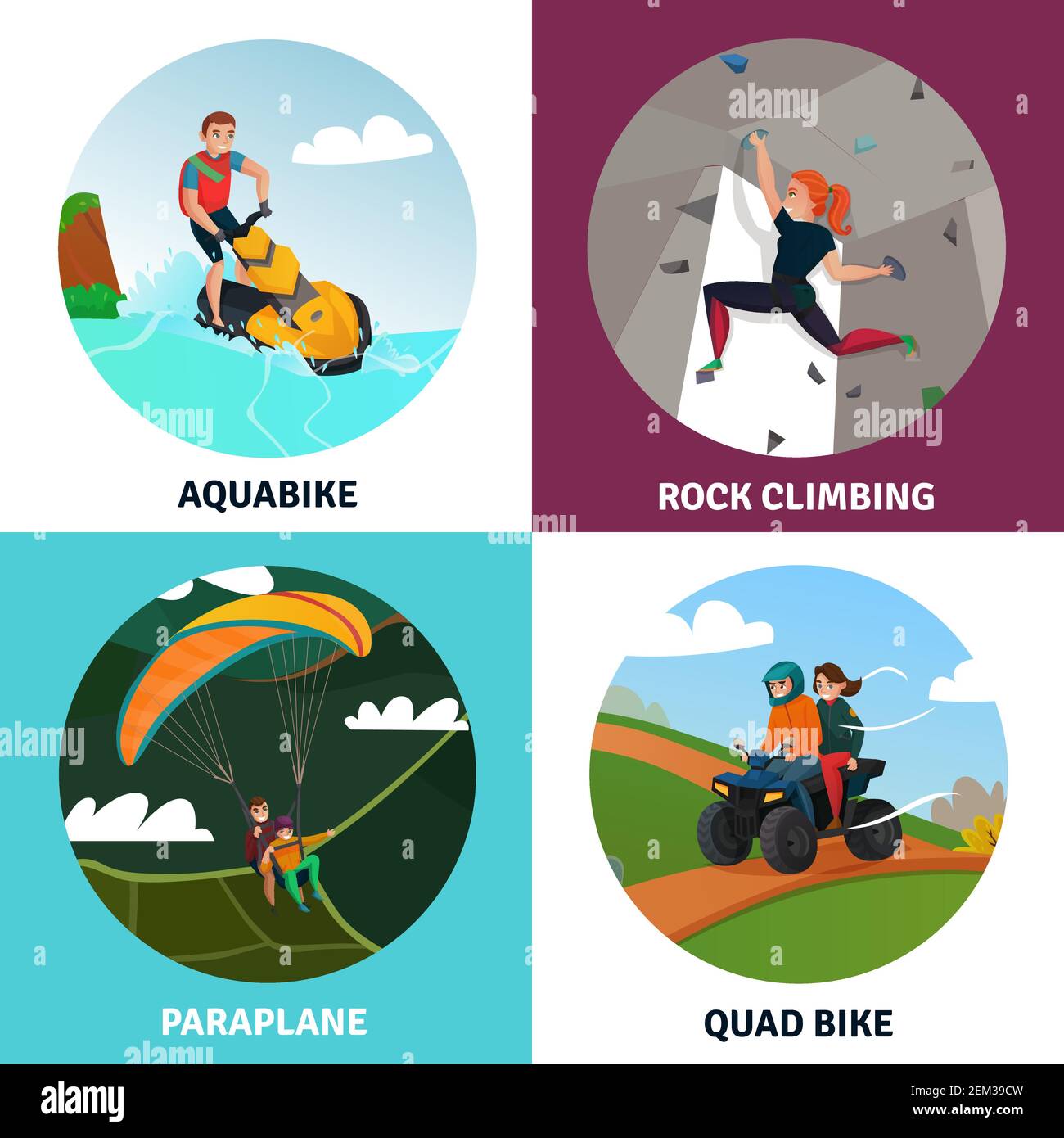 Modern sports concept icons set with rock climbing symbols flat ...