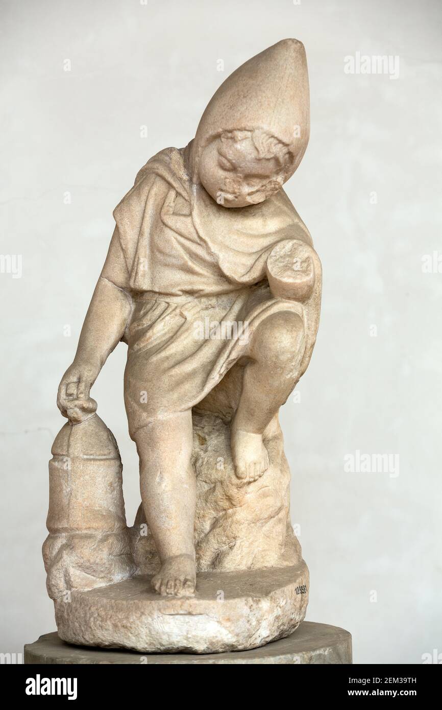 Ancient statueof child in baths of Diocletian (Thermae Diocletiani) in ...