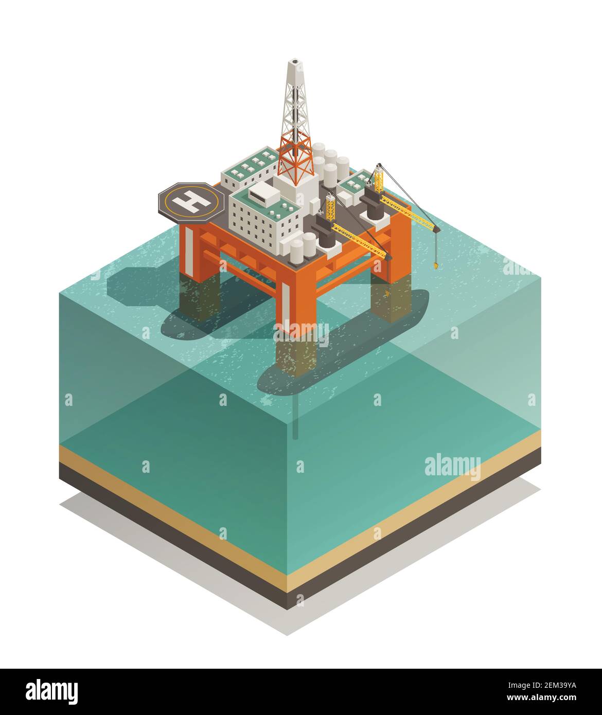 Oil production industry isometric composition with offshore platform ...