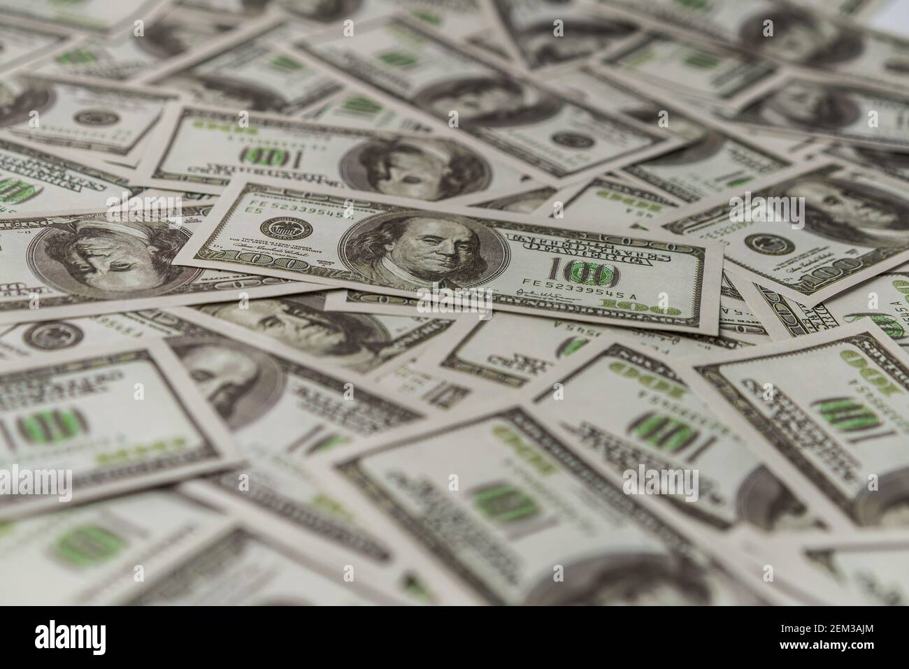 Large money number of many American one hundred dollar paper banknote ...