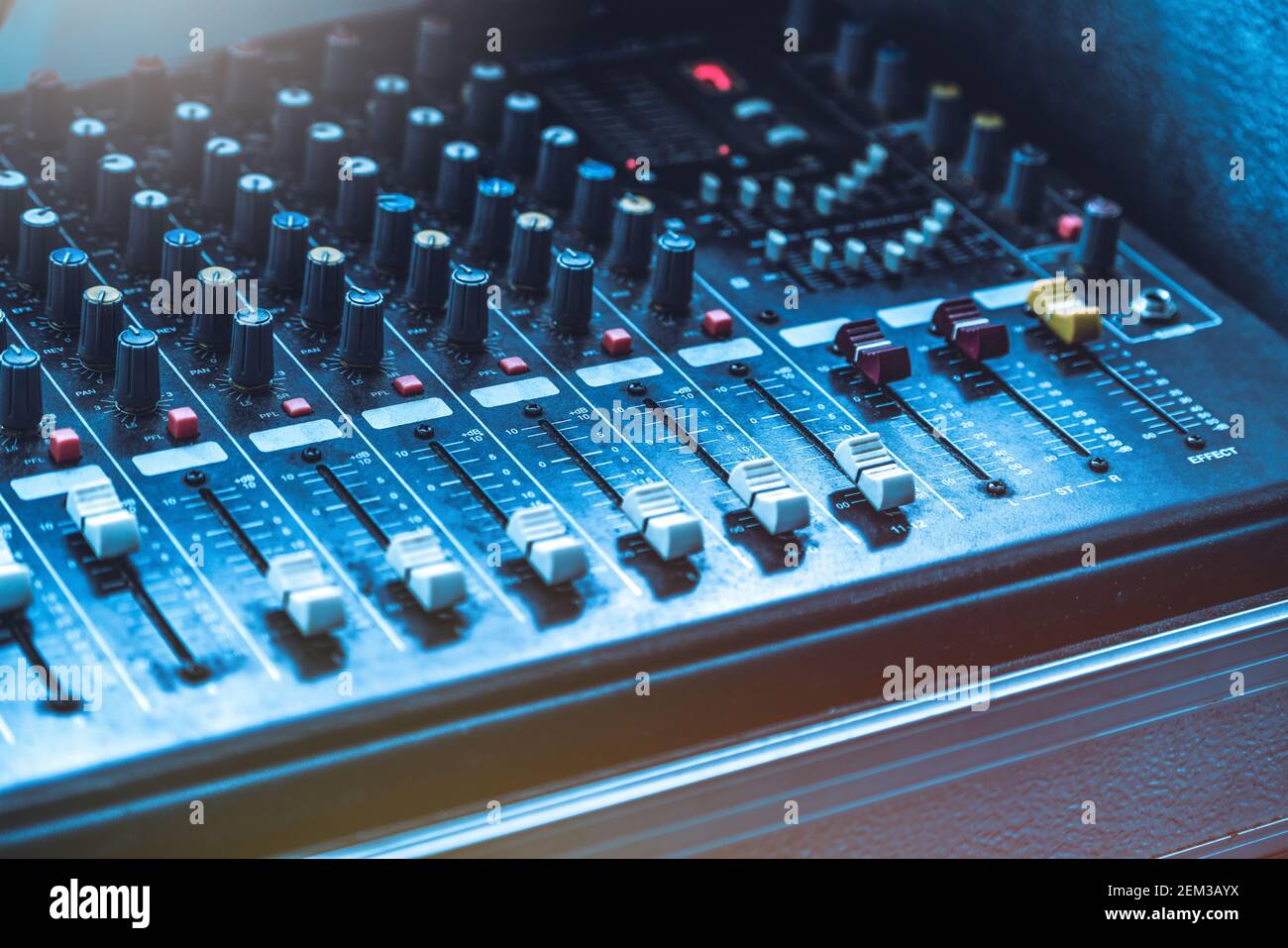 Amplifier mixer and equalizer in studio room in close up view Stock ...
