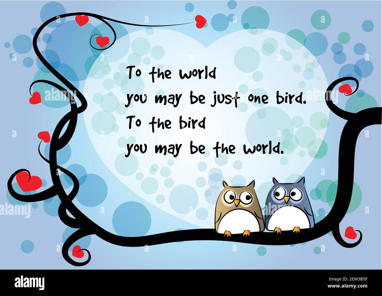 vector cartoon owls with heart shape background Love words Stock Vector ...