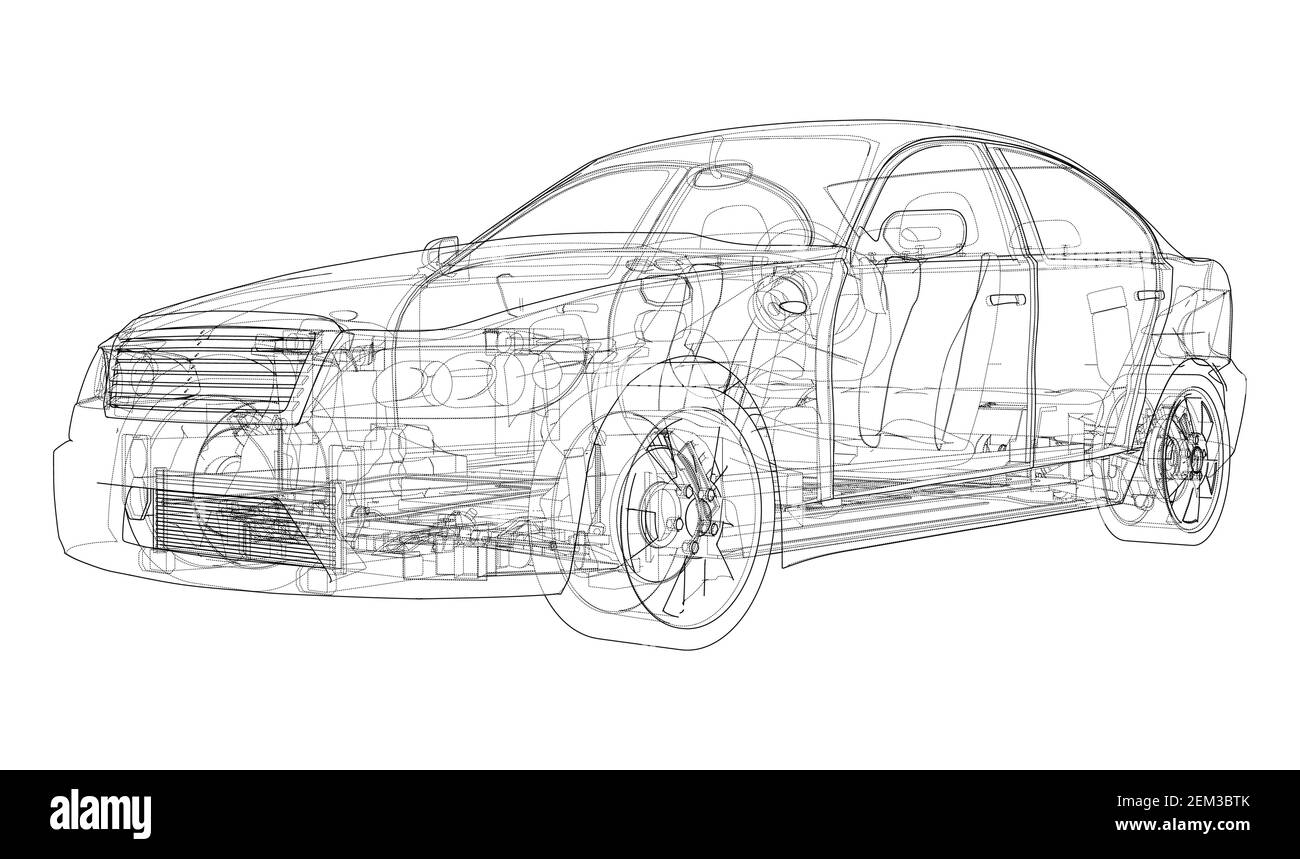Electric Car With Chassis. Vector rendering of 3d Stock Vector Image ...
