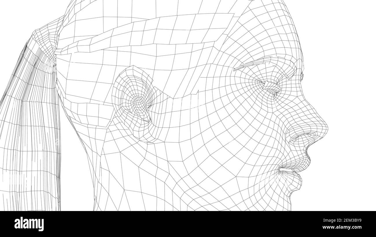 Wireframe portrait of a young beautiful girl Stock Vector Image & Art ...