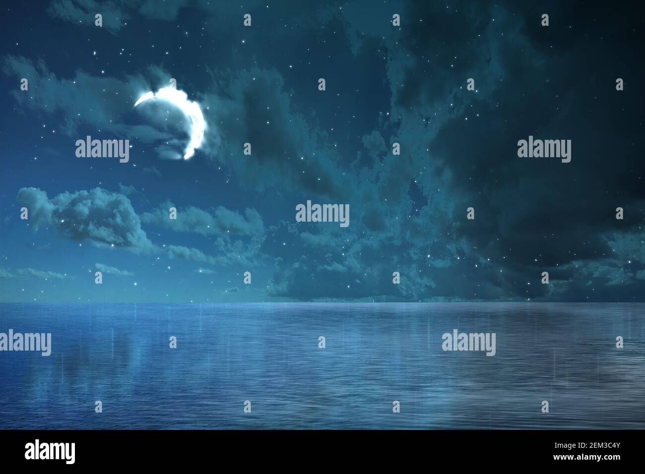 The landscape of a lake with the night scene background Stock Photo - Alamy