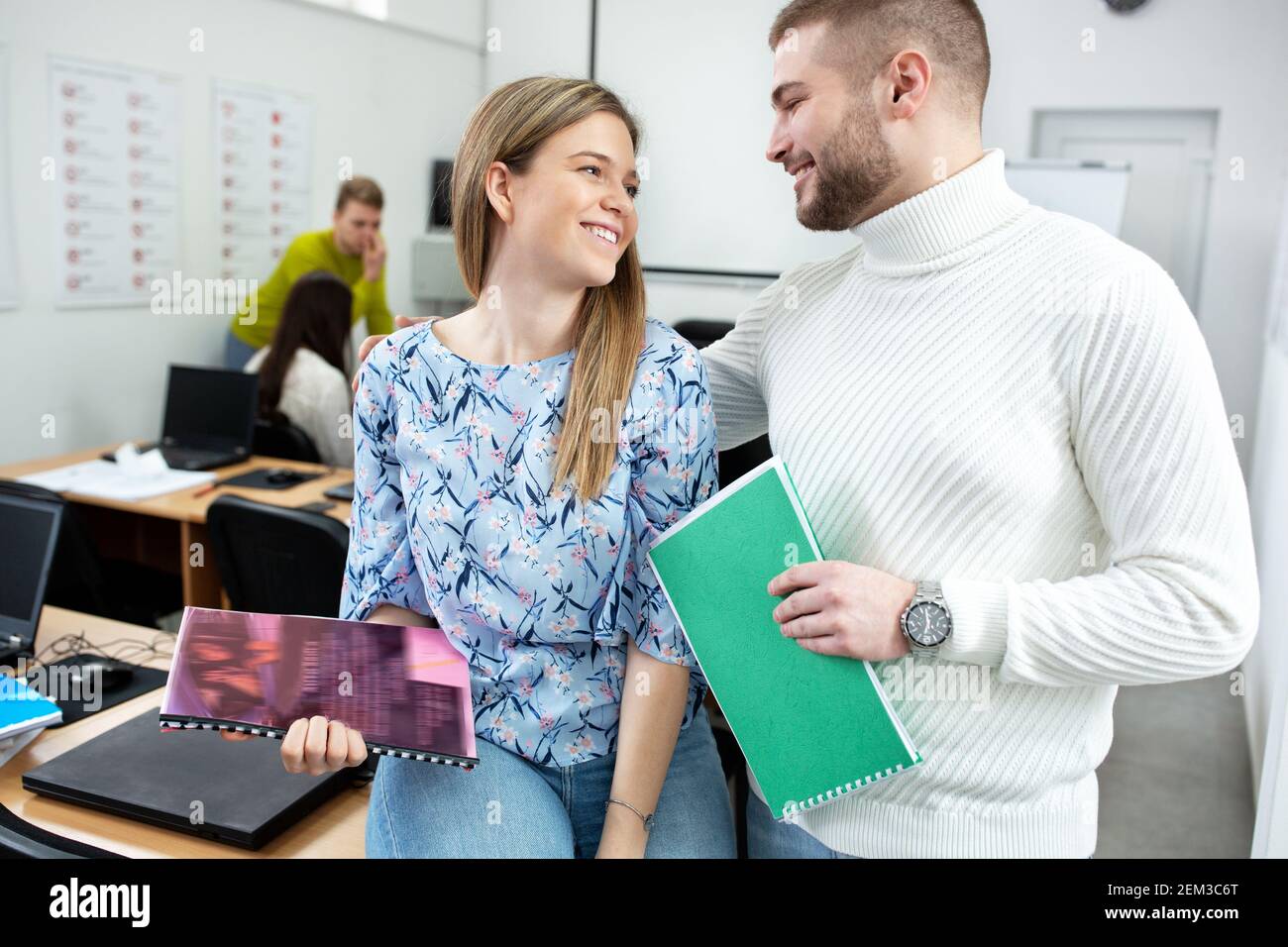Students finding love during class break and having a good time Stock ...