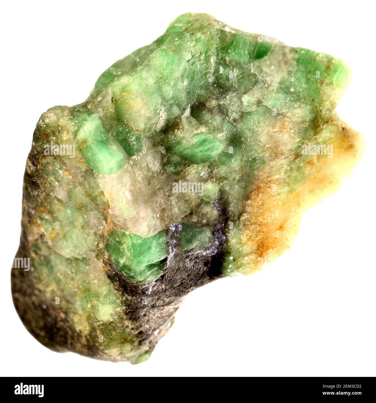 Rough, uncut emeralds - green Beryl Stock Photo - Alamy