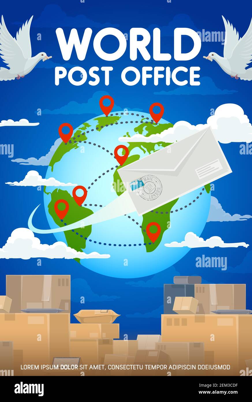World post office, worldwide delivery to any destination point at map ...