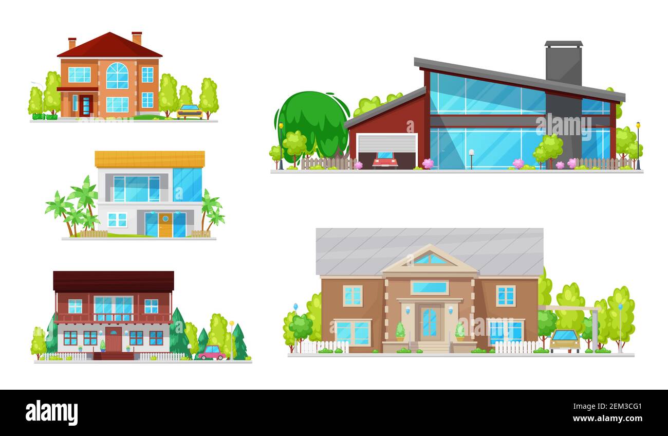 Houses, mansions and residential real estate building architecture ...