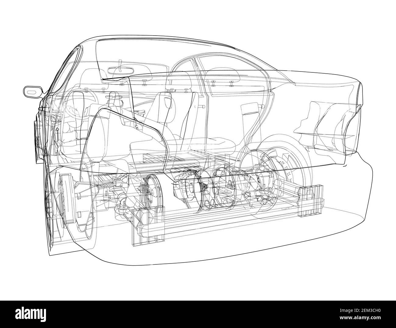 Electric Car With Chassis. Vector rendering of 3d Stock Vector Image ...