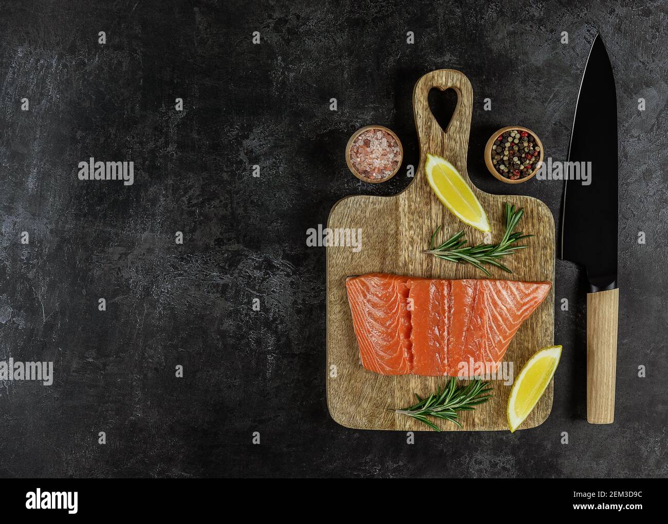 Fresh raw Atlantic salmon on the plate. Great source of omega-3 fatty ...