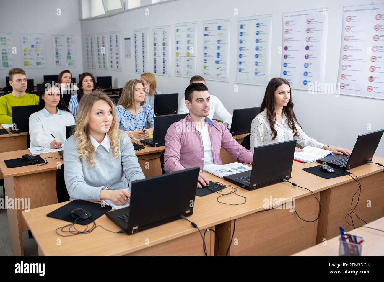 University students in class about traffic signs, University students ...