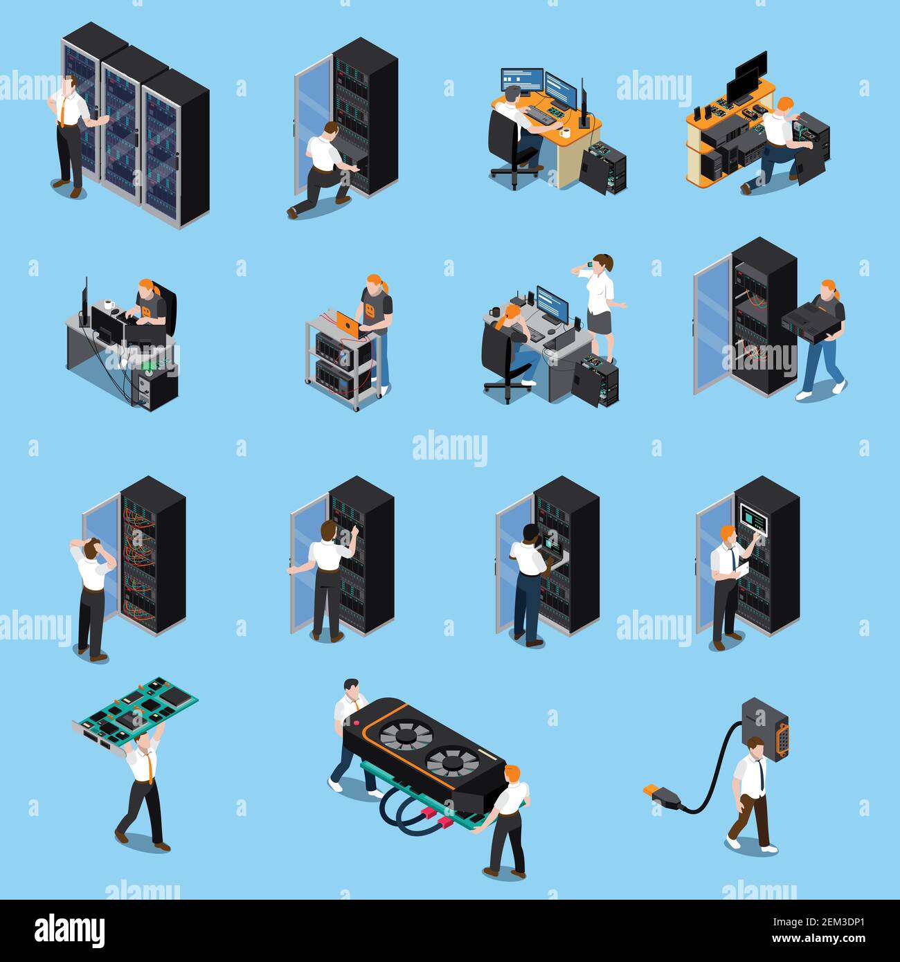 Information technology engineer and system administrator people at work ...