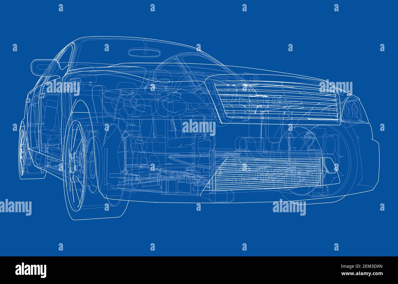 Electric Car With Chassis. Vector rendering of 3d Stock Vector Image ...