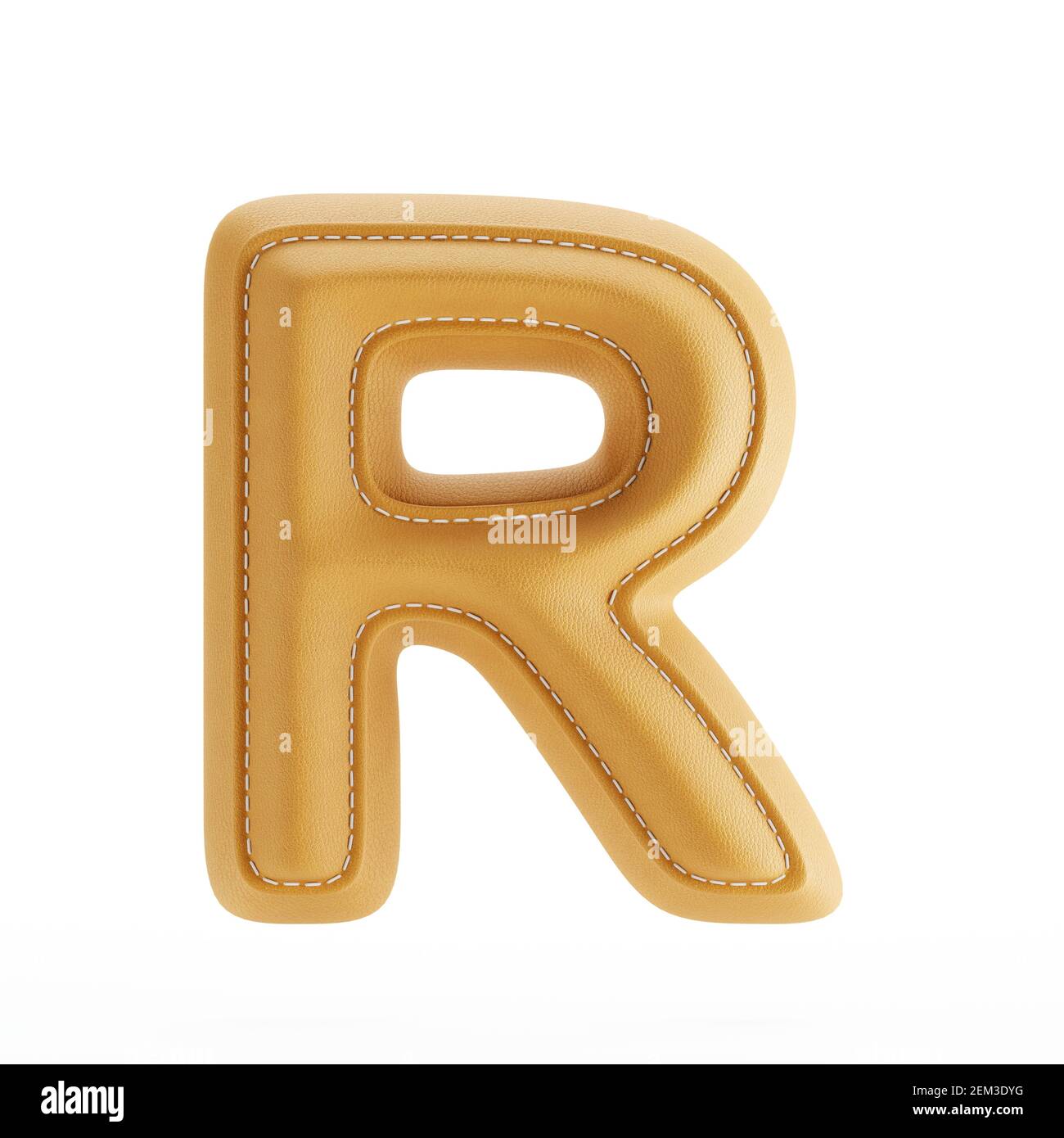 Alphabet yellow leather skin texture capital letter R. 3d rendering ...