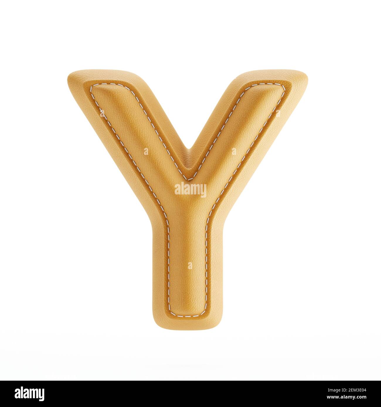 Alphabet yellow leather skin texture capital letter Y. 3d rendering ...