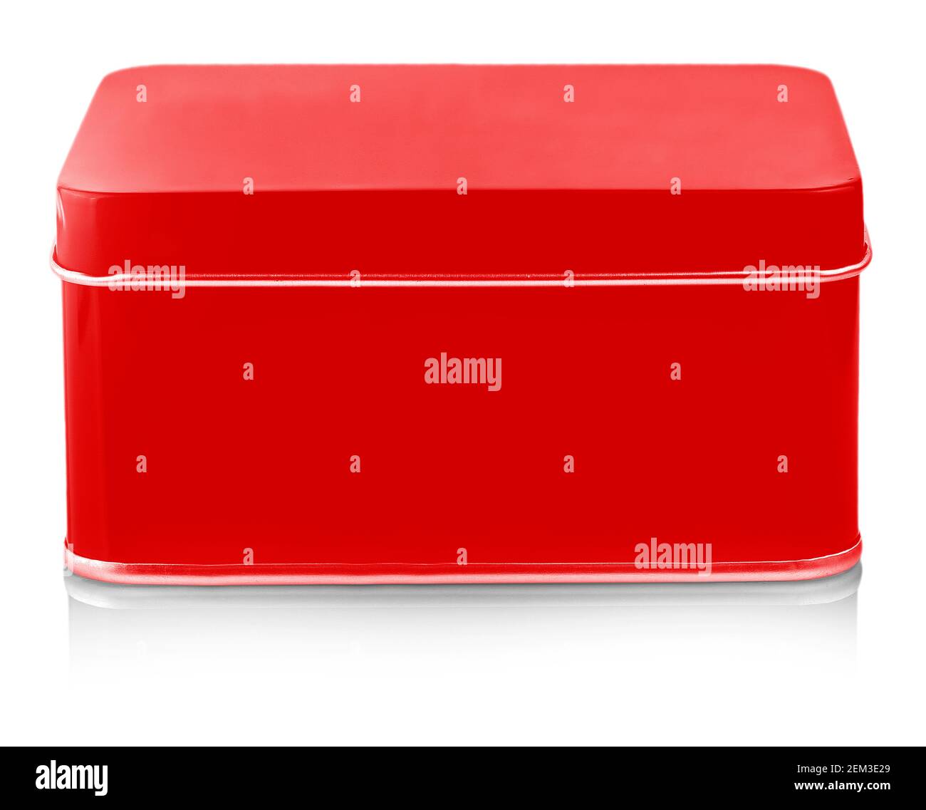 The Closed Empty red metal box close-up izolated on white background ...