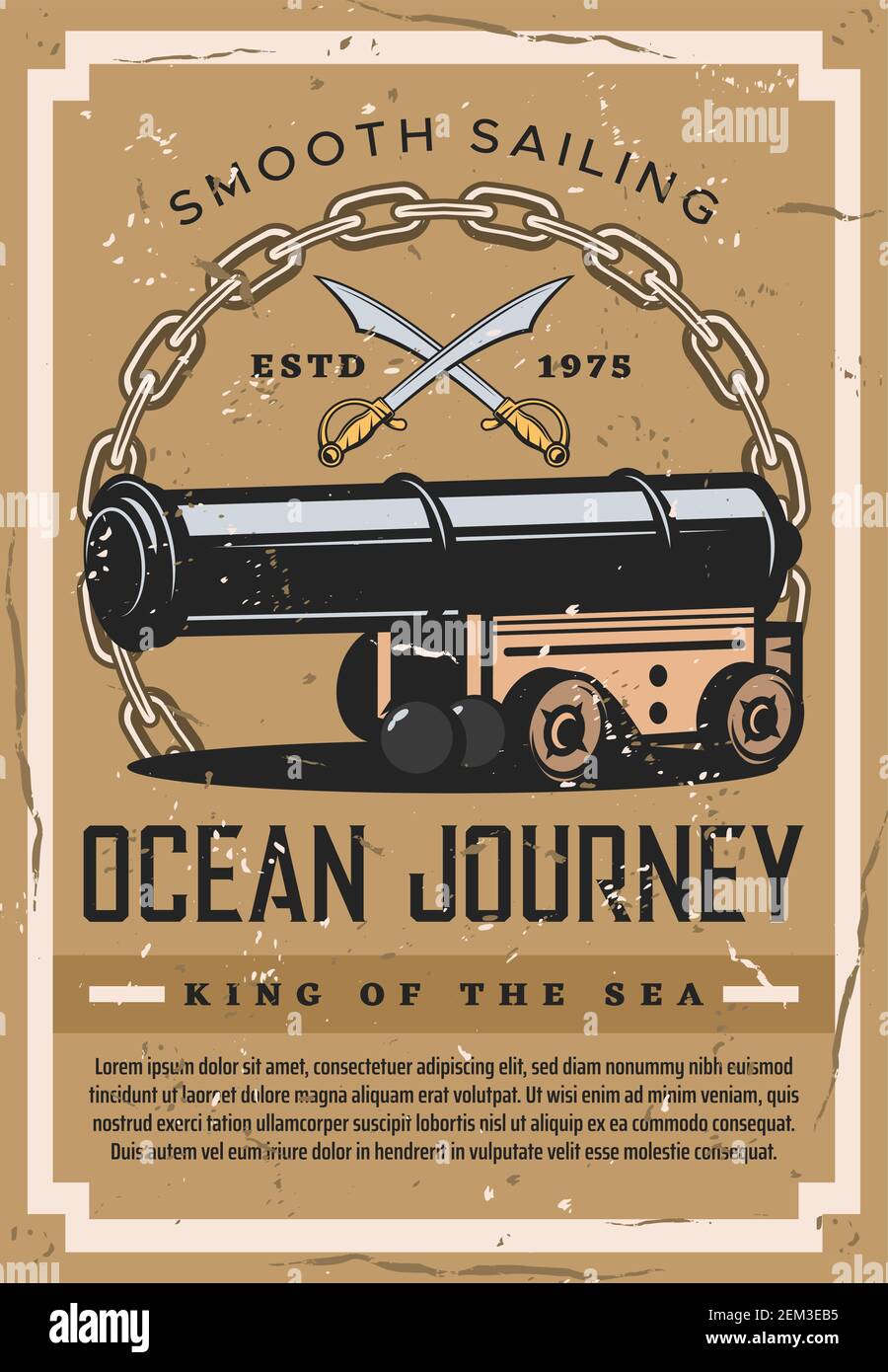 Sailing adventure and ocean ship journey vintage retro grunge poster ...