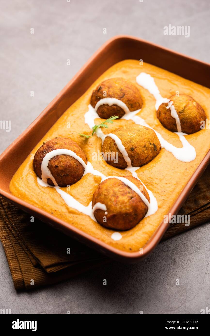 Malai Kofta Curry is an indian cuisine dish with potato cottage cheese ...
