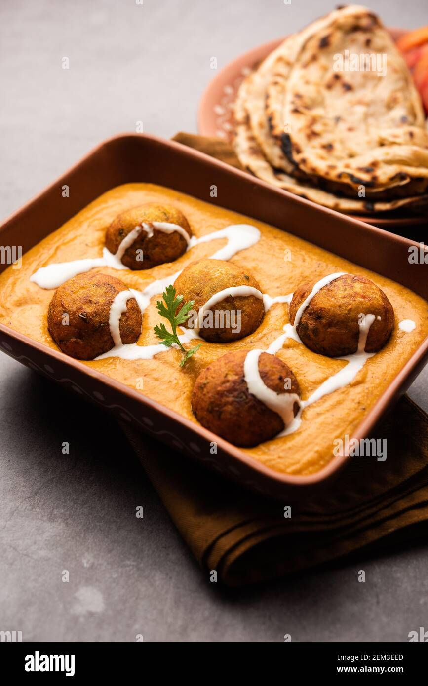 Malai Kofta Curry is an indian cuisine dish with potato cottage cheese ...