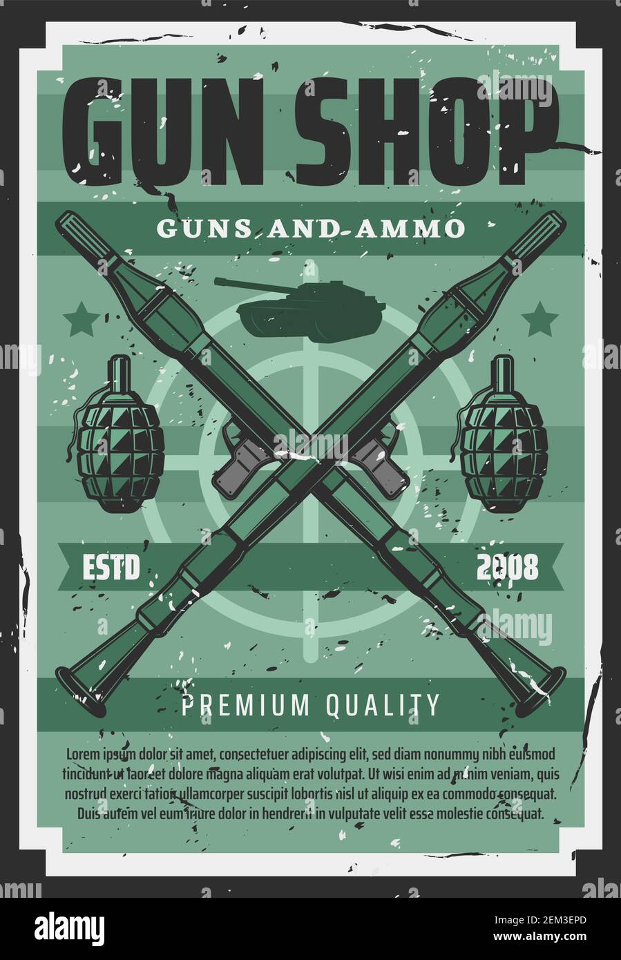 Military guns and wartime artillery shotguns equipment shop retro ...