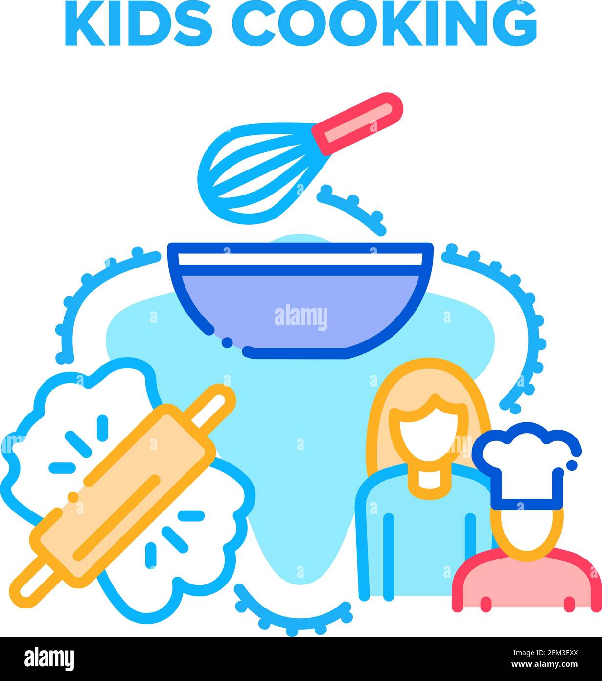 Kids Cooking Vector Concept Color Illustration Stock Vector Image & Art ...