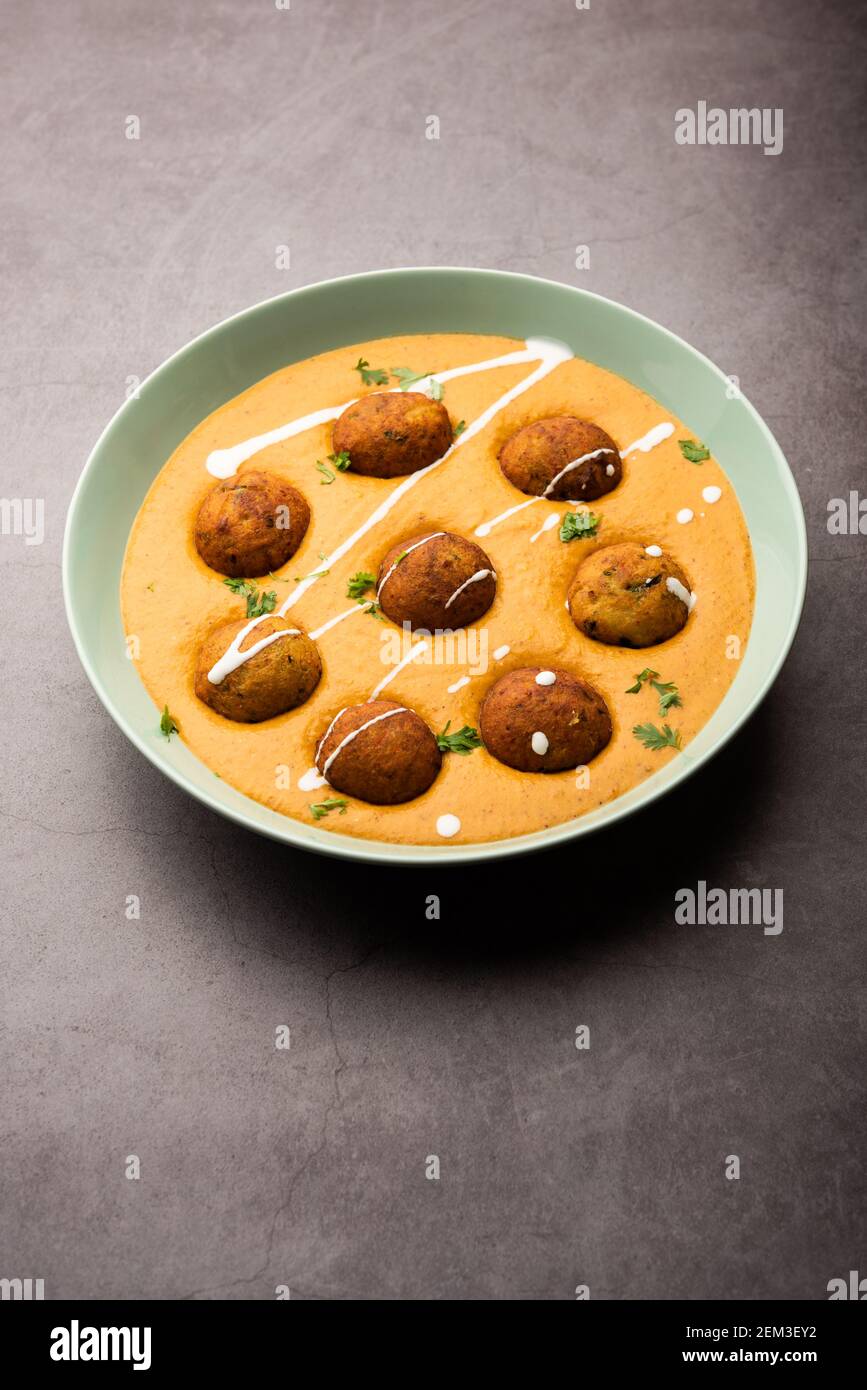 Malai Kofta Curry is an indian cuisine dish with potato cottage cheese ...