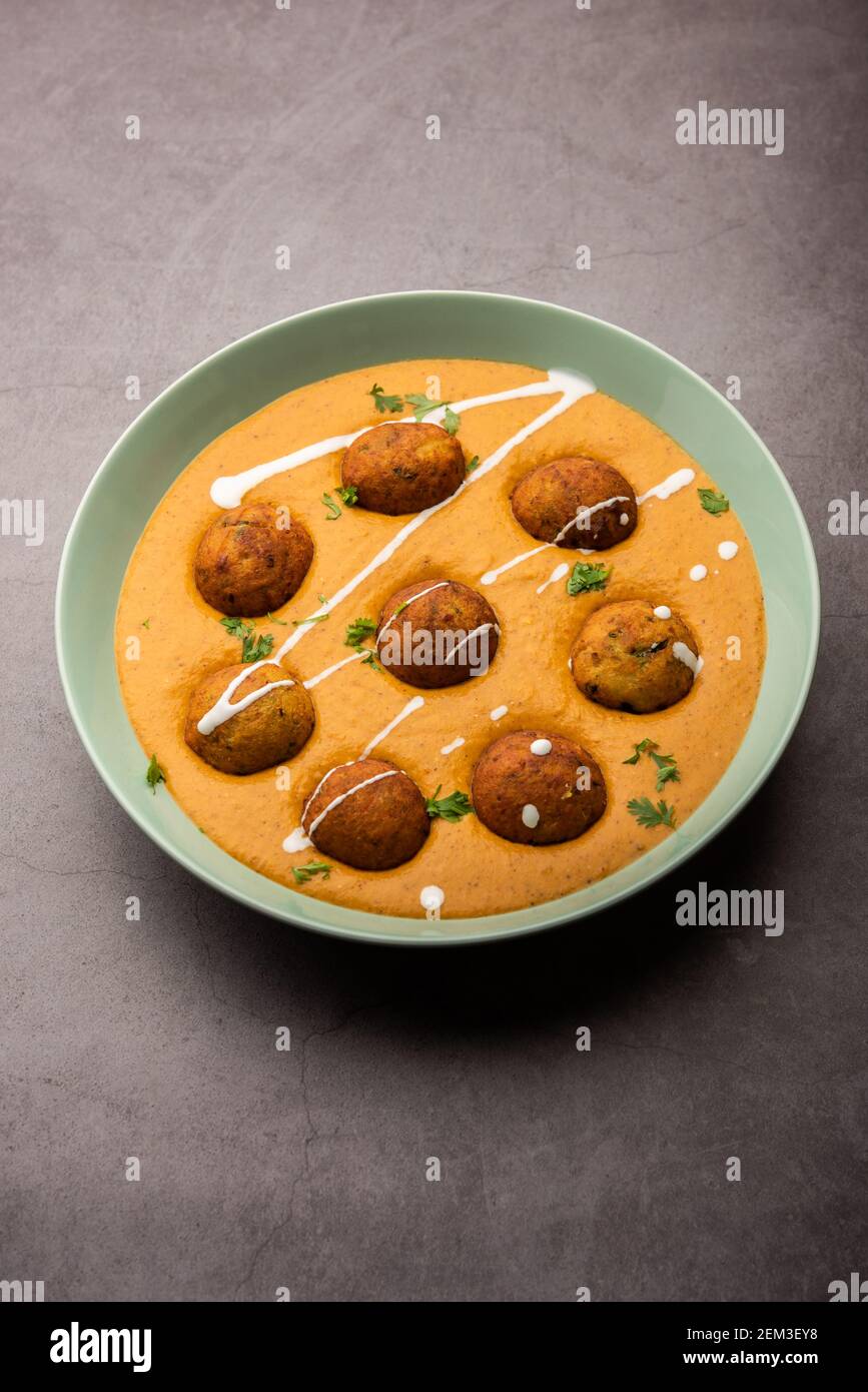 Malai Kofta Curry is an indian cuisine dish with potato cottage cheese ...